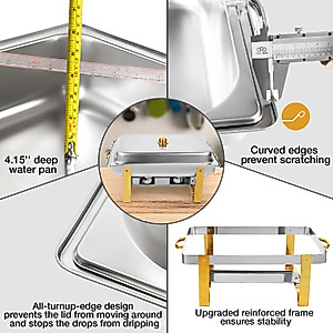 Restlrious Chafing Dish Buffet Set in Pack of 3, Stainless Steel 8 QT Rectangular Chafers and Buffet Warmers Set w/Food Pan, Water Pan, Fixed Frame Fuel Can for Catering Event Party Gathering