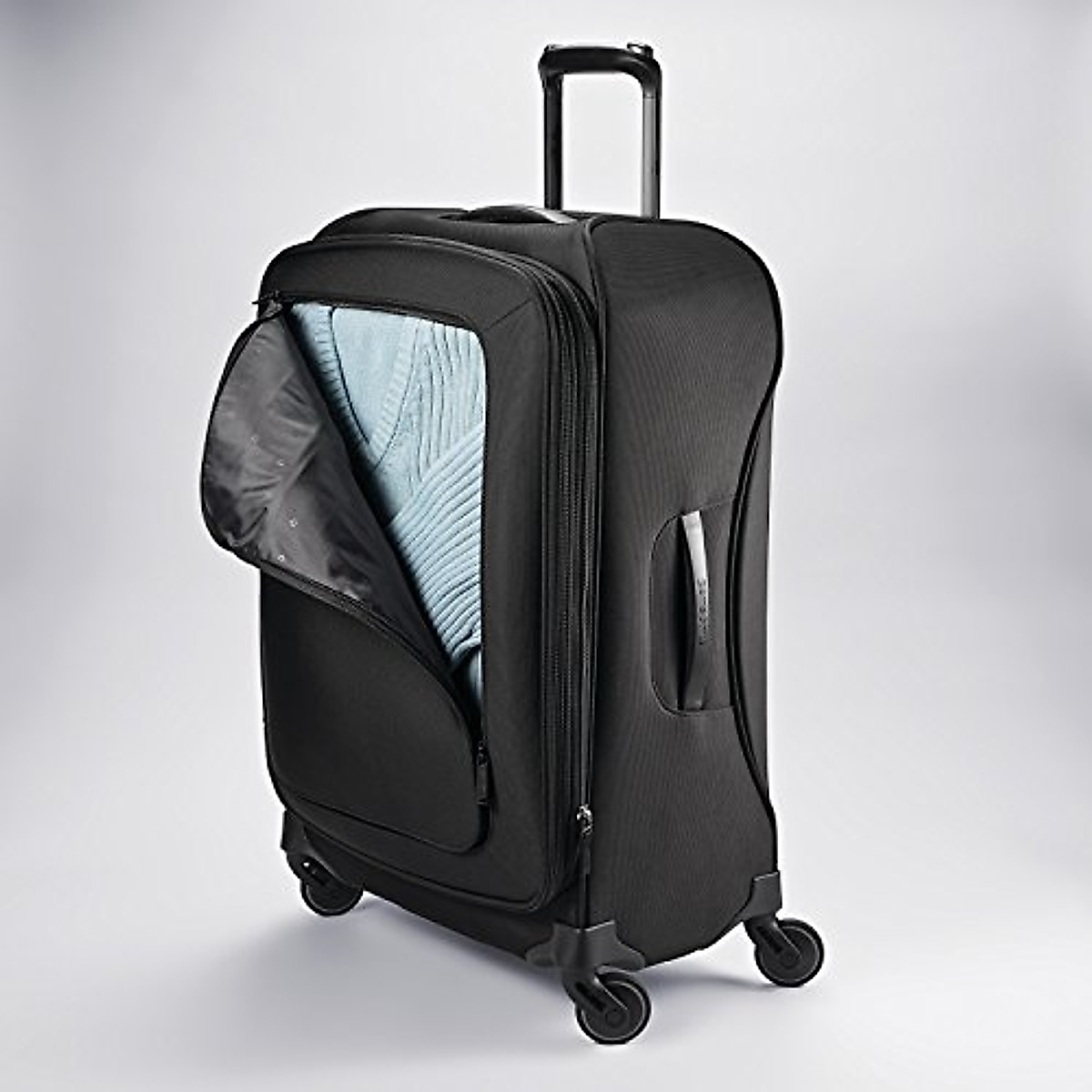 Samsonite Flexis Softside Expandable Luggage with Spinner Wheels, Jet Black, Checked-Medium 25-Inch