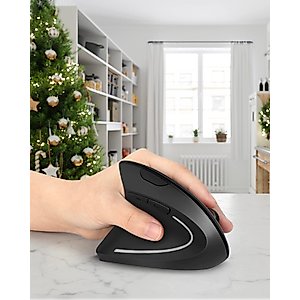 ASOYIOL Left Handed Mouse, Rechargeable Left Vertical Mouse Wireless -2.4G Left Hand Ergonomic Mouse with 6 Buttons Adjustable 800/1200/1600 DPI (Left Hand)