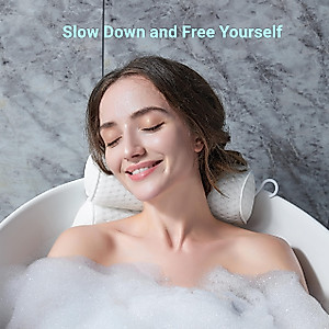 CAICFYIN Bathtub Pillow for Men and Women,Bath Pillows for Tub with 4D Waterproof Air Mesh Material Technology and 7 Non Slip Suction Cups,Bath Pillows for Tub Neck and Back Support