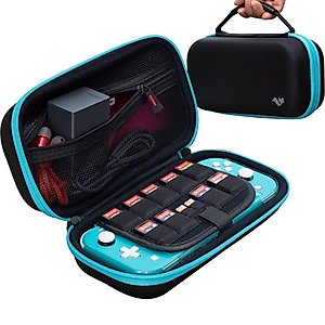 ButterFox Extra Large Carrying Case for Nintendo Switch Lite, Fits Charger, Compatible with JETech Protective Case and Most Grips, Game and Accessories Storage (Turquoise Blue/Black)