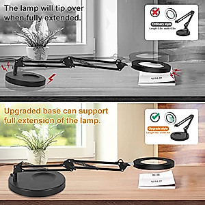8X Magnifying Glass with Light and Stand, NAKOOS 2-in-1 Real Glass Magnifying Desk Lamp & Clamp, 1500 Lumens 3 Color Modes Stepless Dimmable Lighted Magnifier with Base for Ready Hobby DIY Close Work