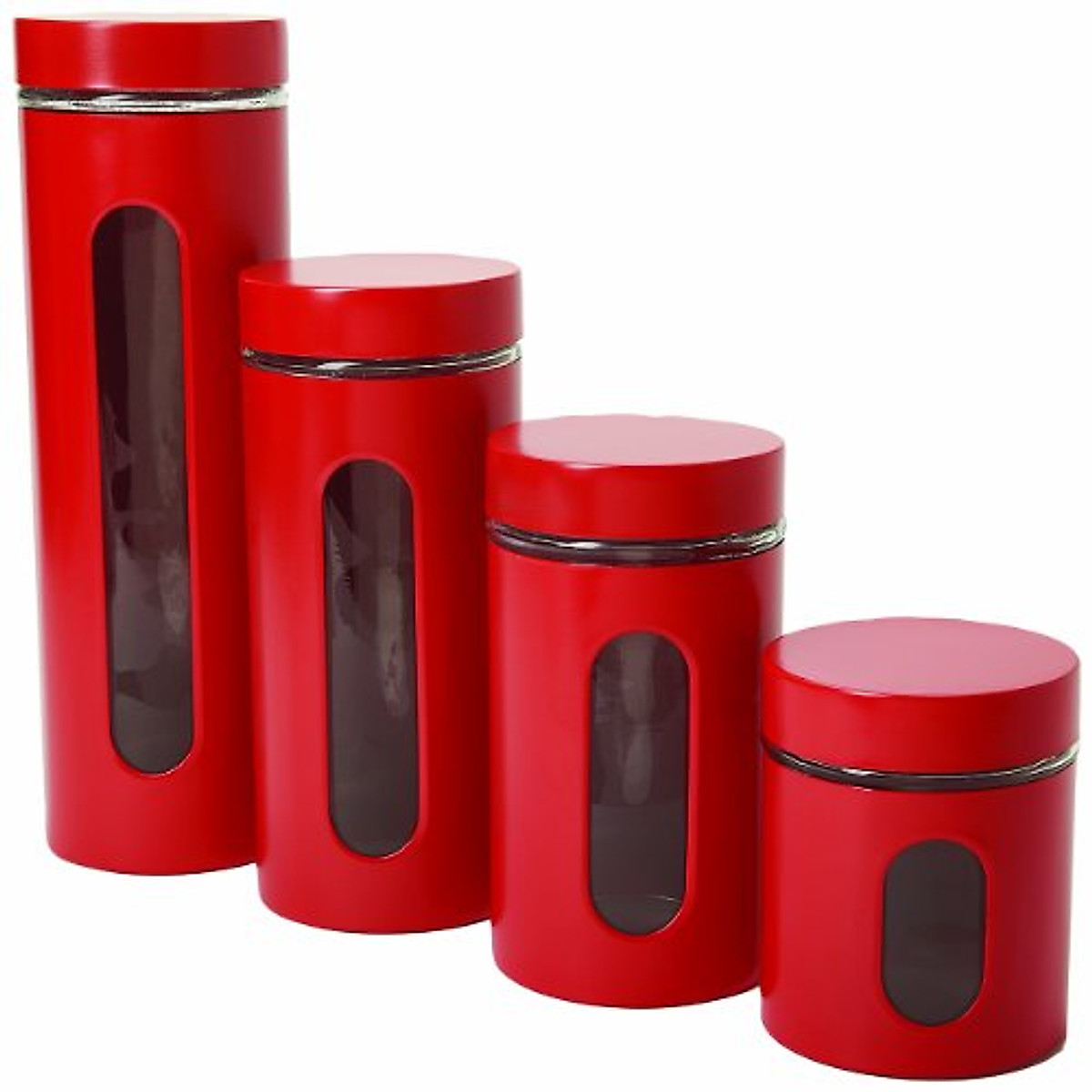 Anchor Hocking Palladian Window Cylinder Jars, Mixed Sizes, Cherry, Set of 4