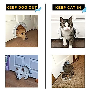 FICUSWIN Cat Door Interior Door, Pet Door with Removable Cleaning Grooming Brush, Large Pet Cat Pass for Adult Cats up to 35 Lbs,Indoor Pet Door for Wall Easy to Install, Safe Material