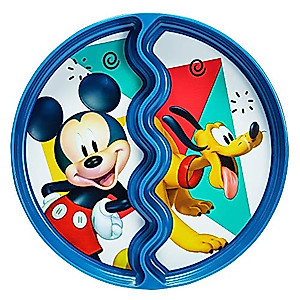 The First Years Disney Mickey Mouse Baby Suction Plate - Divided Toddler Plates with Suction - Kids Plates Made Without BPA