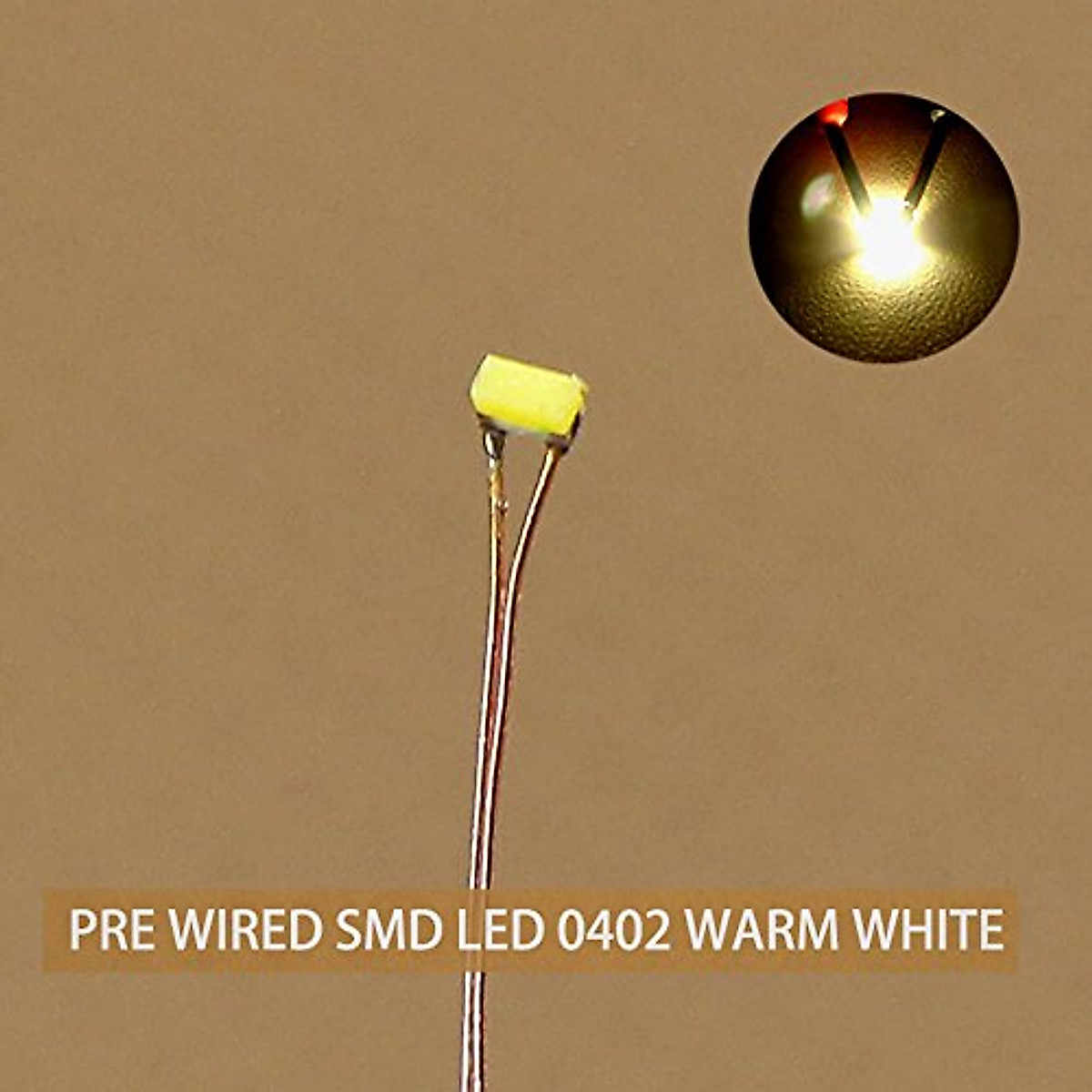 C0402WM 20pcs Pre-soldered Micro 0.1mm Copper Wired Warm White SMD Led 0402