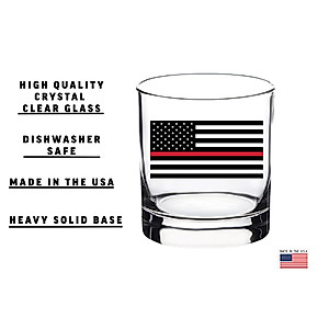 Rogue River Tactical Firefighter Thin Red Line Flag Old Fashioned Whiskey Glass Drinking Cup Gift For Fire Fighter Department FD