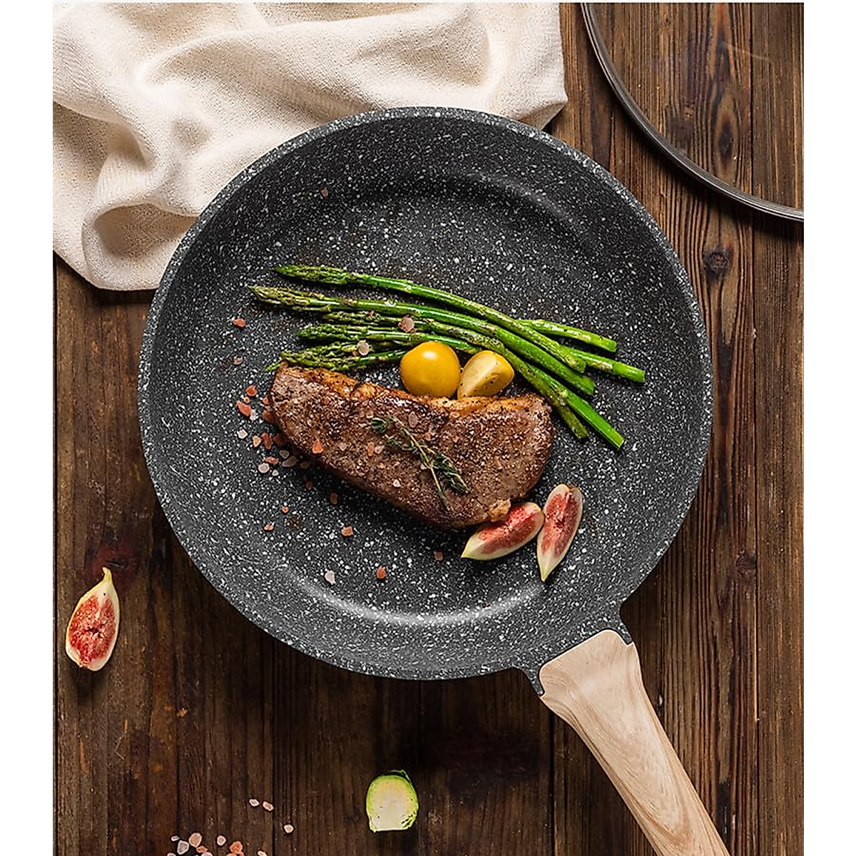 Motase Nonstick Frying Pan Skillets 3-Piece Set 8/9.5/11 inch, Granite Coating Omelette Pan, 100% PFOA free Cookware Pan, Non Stick Stone Frying Pan Skillets Set