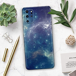 DesignSkinz Subtle Blue and Green Nebula Protective Vinyl Decal Wrap Skin Cover Compatible with The Samsung Galaxy S20 (Screen Trim & Back Glass Skin)