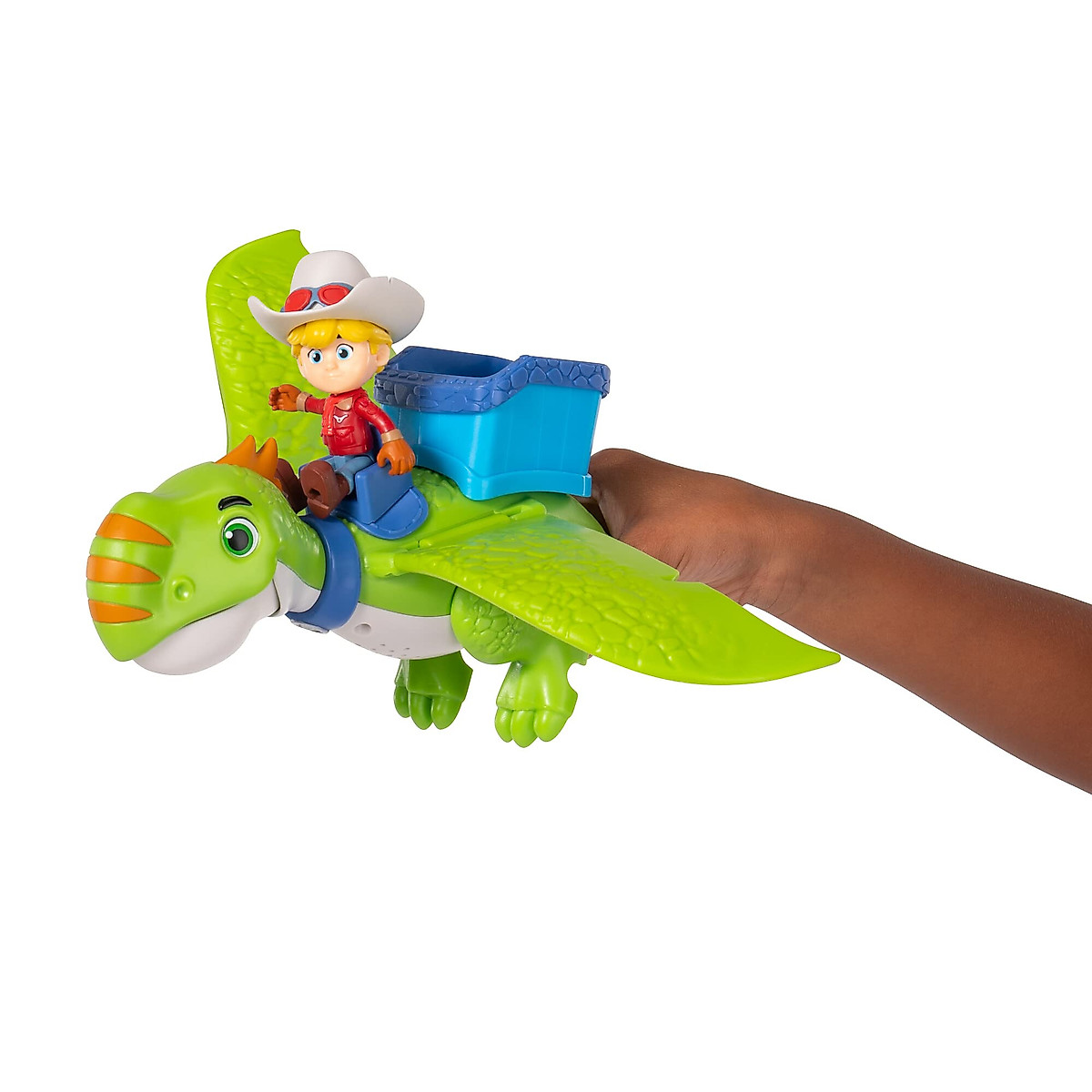 Dino Ranch Jon and Thunderbolt - 3-Inch Jon Figure with 12-Inch Flying Dino Figure - Sounds - Toys for Kids - Ages 3+