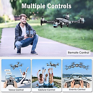 ATTOP Drone with Camera for Adults, 2K Live Video 120° Wide Angle APP-Controlled Camera Drone for Kids 8-12, Beginner Friendly with 1 Key Fly/Land/Return, Remote/Voice/Gesture/Gravity Control, FPV Drone w/ Safe Emergency Stop, 360° Flip, VR Mode, Carrying