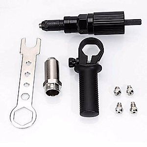 METAWELL Professional Portable Rivet Gun Adapter Kit with Electric Rivet Nut Gun Adaptor Insert Cordless Power Drill Tool Kit- 4 Pcs Different Matching,Drill Adapter with Handle and Wrench