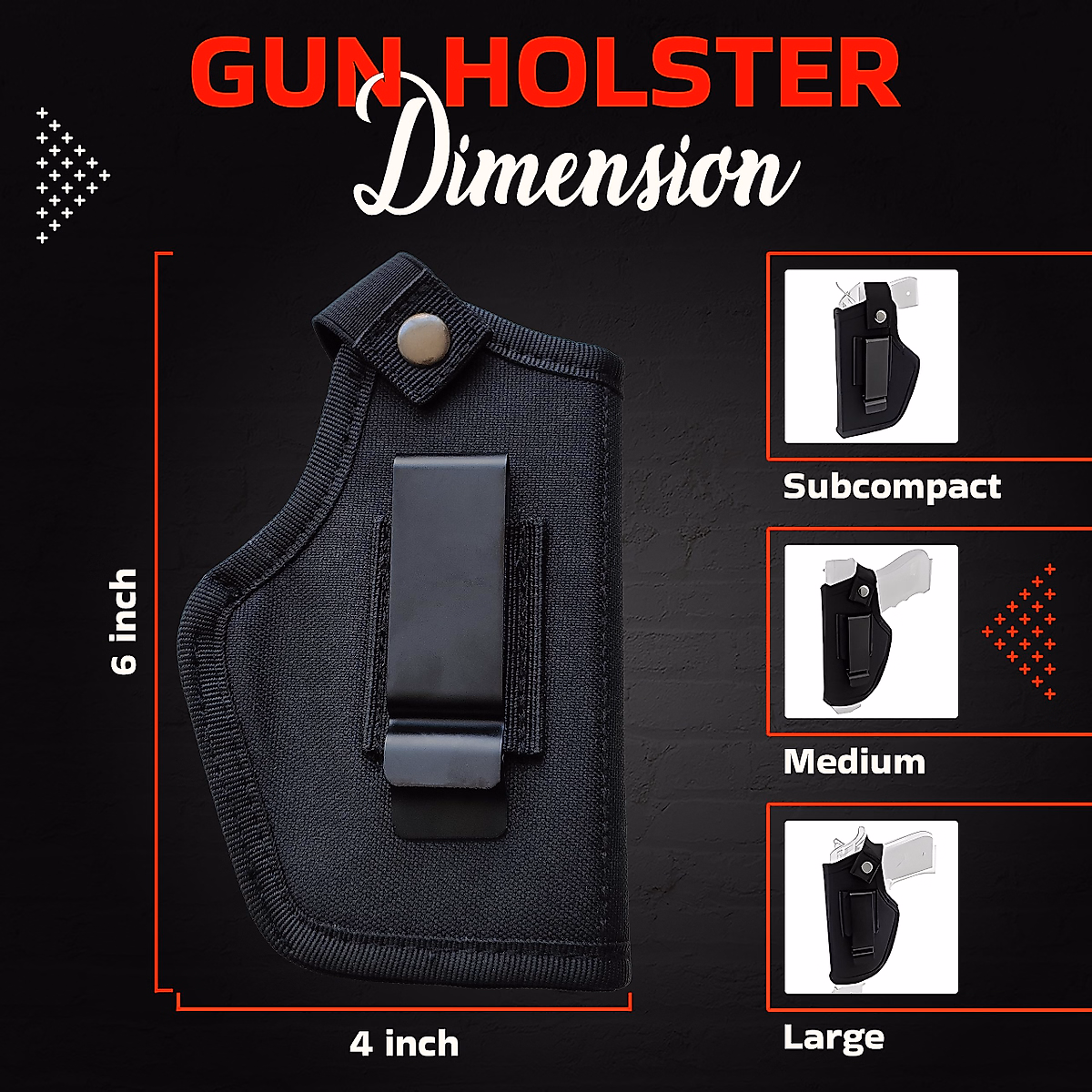 Universal Gun Holster for Men & Women, IWB/OWB Waist Belt Pistol Holster for Glock 380 9mm Gun Holster for Concealed Carry Handgun Right/Left Hand Draw (Black)