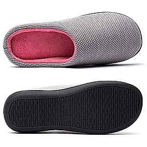RockDove Women's Birdseye Knit Memory Foam Slipper, Size 9-10 US Women, Grey/Pink