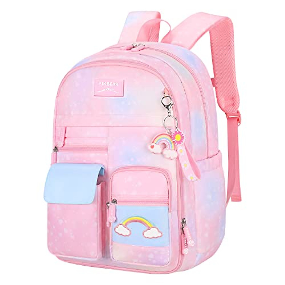 NXUEBDU Girls Backpack, Kids School Backpack with 15.6 Inch Laptop Compartments, Elementary Middle Bookbag for Travel Daypack (Pink)