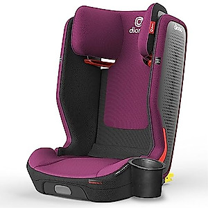 Diono Monterey 5iST FixSafe High Back Booster Car Seat with Expandable Height and Width, Compact Fold to Full Size Booster, Foldable, Portable Booster for Go-Anywhere Travel, Purple Plum