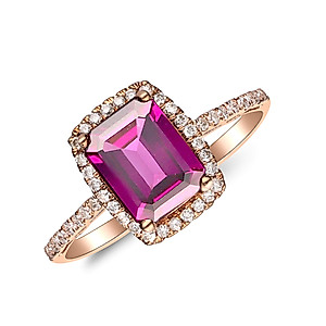 Gin & Grace 14K Rose Gold Purplish Pink Natural Garnet Diamond (I1) Wedding Statement Ring for Women