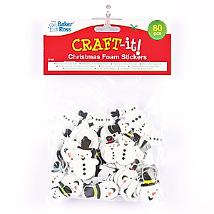 Baker Ross EF408 Snowman Foam Stickers - Pack of 120, Self-Adhesive Puffy Scrapbook Stickers for Kids Arts and Crafts