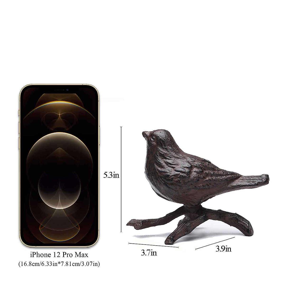 BRASSTAR Rustic Cast Iron Bird with Branches Statue Antique Garden Farmhouse Decoration Home Desk Figurine Replica Rust Color TQGJPT108