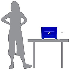 READYSPACE Commercial Industrial Heavy Duty Stackable Open-Front Recycling Bin Box Containers, 12 Gallon, 2 Pack, Blue