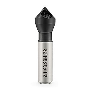 Countersink Drill Bit, TiAlN Coatied M35 Cobalt Steel Bit, 82 Degree Point Angle, 3/8" Round Shank, 1/2" Body Diameter for Hard Metal Wood Plastic Glass Deburring Chamfer Tool (82 Degree)
