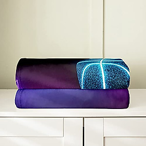 Erosebridal Basketball Blanket Throw 50x60 Inch Neon Sport Throw Blanket for Kids Boys Girls Teens Blue Purple Gradient Glowing Basketball Fleece Blanket Room Decor Lightweight Sherpa Blanket