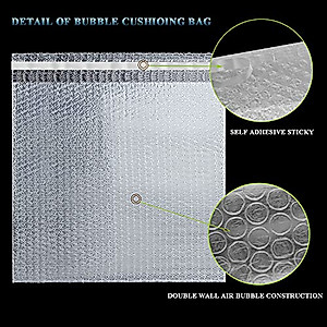 EPHECH 20PCS Self-Seal Bubble Out Bag Pouches, 12" x 16" Clear Bubble Cushioning Wrap Bag, Double Wall Shockproof Bubble Pouches Bag Protective Storage Bag for Moving, Shipping, Packing and Storage