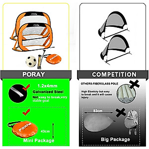 porayhut 4FT Pop Up Kids Soccer Goal and Ball Sets Portable Soccer Net for Training Easy Assembly with Compact Carrying Bag Gift Idea for Toddlers with Pump and 8 Stakes