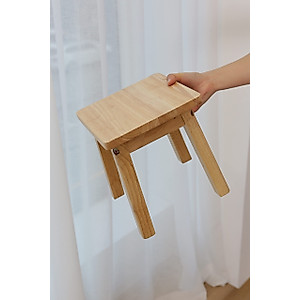 KSG kumsun Wooden Stools – Durable Wooden Stool for Bathroom, Kitchen, Bedroom, Kid’s Room – Square Low Stool with Assembling Kit – Durable and Long-Lasting Design – Practical and Versatile