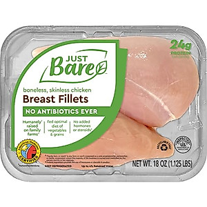 Just Bare® Natural Fresh Chicken Breast Fillets | No Antibiotics Ever | Boneless | Skinless | 1.125 LB