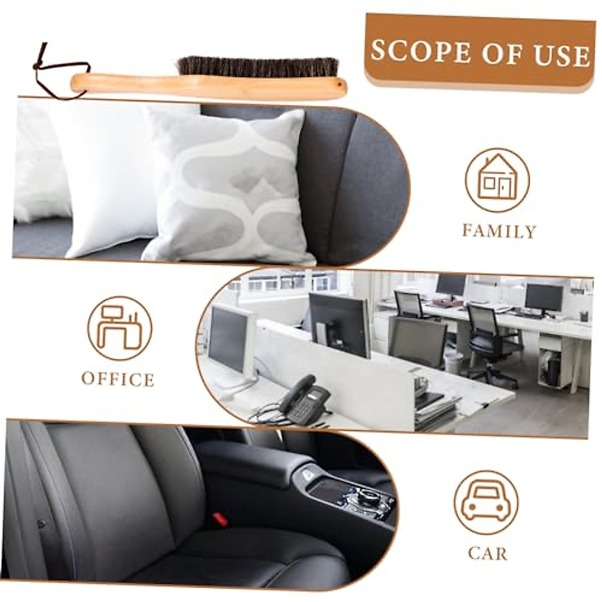 KICHOUSE Dust Brush Cleaning Scrub Brush Whisk Broom Handheld Broom Wooden Handle Cleaning Brush Clothes Brush Hand Broom Hand Brush Upholstery Brush Hat Brush Furniture Brush Horsehair