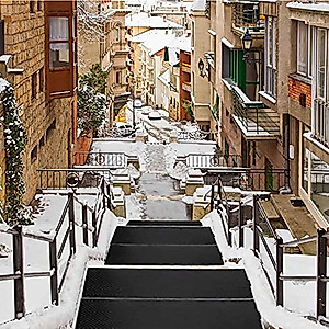 JUAJUA 22-23 Heated Snow Melting Mats for Stairs, Heated Entrances Walkway Mat No-Slip Stair Heating Outdoor Mats 2 in/h Melting Speed for Winter Snow Removal (25.4x38.1cm)
