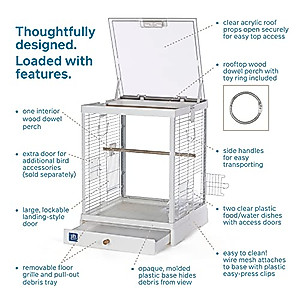Prevue Pet Products Clear View Glass Bird Cage Crystal Palace for Small Birds - White Frame