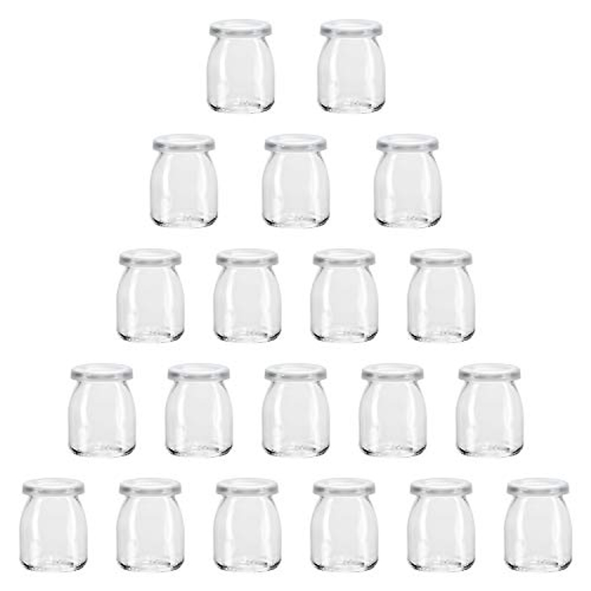 Encheng 7 oz Clear Glass Jars With Lids,Glass Yogurt Container With Lids(PE),Replacement Glass Pudding Jars Yogurt Jars,Glass Container With Twine n Tag For Milk,Jams,Jelly,Mousse,Dishwaresafe 20 Pack