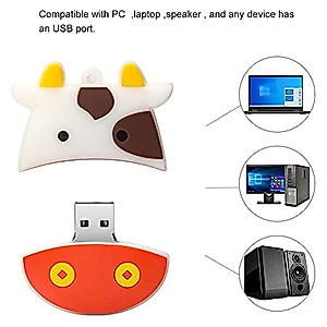 USB Flash Drive 32GB Cute Cow Pattern USB Drive Thumb Drives USB 2.0 Memory Stick for External Data Storage, White Red
