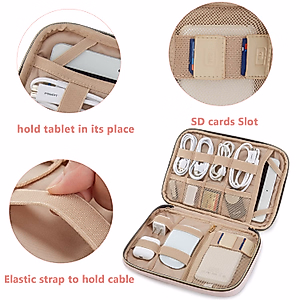 BAGSMART Electronic Organizer, Large Travel Cable Bag,Cord Organizer Bag,Electronics Accessories Cases for 7.9'' iPad Mini,iPhone,Cables,Chargers,USB,SD Card,Leather,Pink