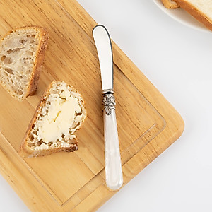 CATHYLIN REVERIE Collection 4-piece Stainless Steel Butter Spreader Cheese Knife, Giftable Butter Knives set, Bread Knife set(4, White Handle)