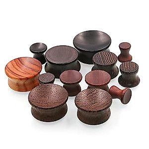 Piercingpops 3 Pairs Natural Wood Ear Plugs Tunnels Double Flared Expander Ear Gauges Stretched Piercing Body Jewelry (Gauge=1/2"(12mm))