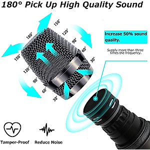 JYX Wireless Microphone, Professional UHF Metal Handheld Dynamic Mic System with Rechargeable Receiver 1/4''(6.35mm) Plug, for Amplifier, PA System, Karaoke Singing, Wedding, Party, Speech, Church