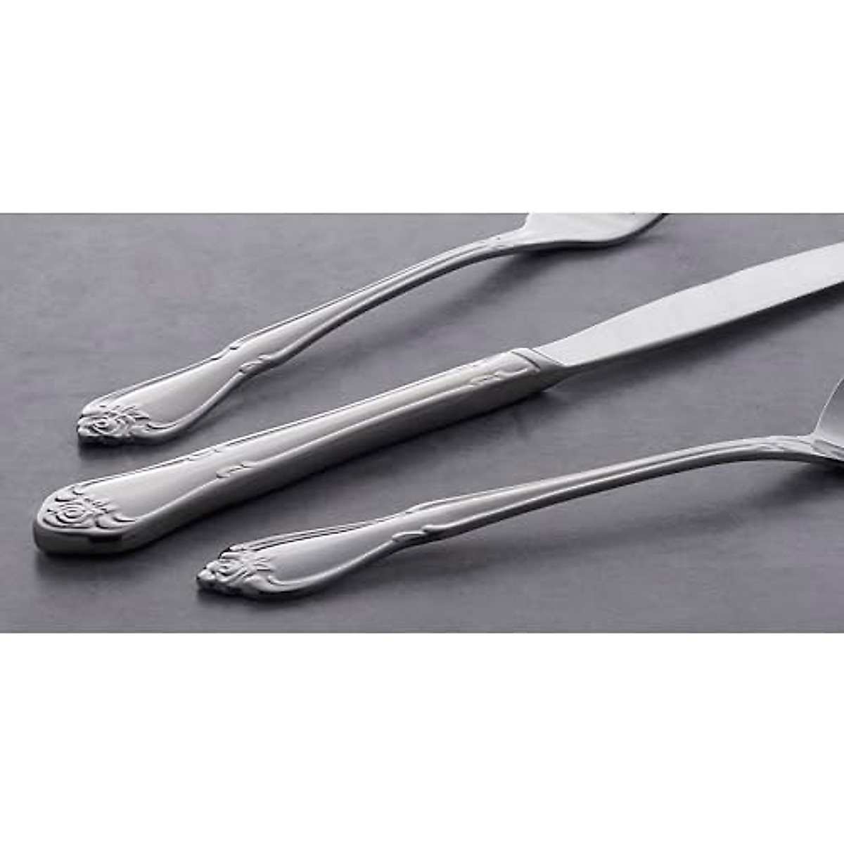 Oneida True Rose 45 Piece Everyday Flatware, Service for 8, 18/0 Stainless Steel, Silverware Set, Silver