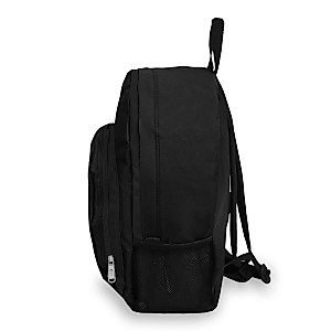 Everest Luggage Backpack with Front and Side Pockets, Black, Large