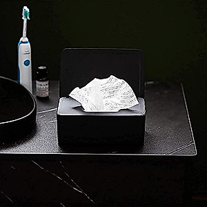 LEFUYAN Wipes Dispenser, Tissue Storage Box Case Wet Wipes Dispenser Holder with Lid for Vanity, Countertops, Desk, Office, Dorm (Black)