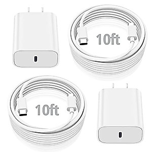 10FT iPad Charger Cord, 20W USB C Fast Charger with Long Charging Cable for iPad Pro 12.9 6th/5th/4th/3rd, 11 inch 4th/3rd/2nd/1st, iPad 10th Generation, iPad Air 5th/4th Generation, iPad Mini 6