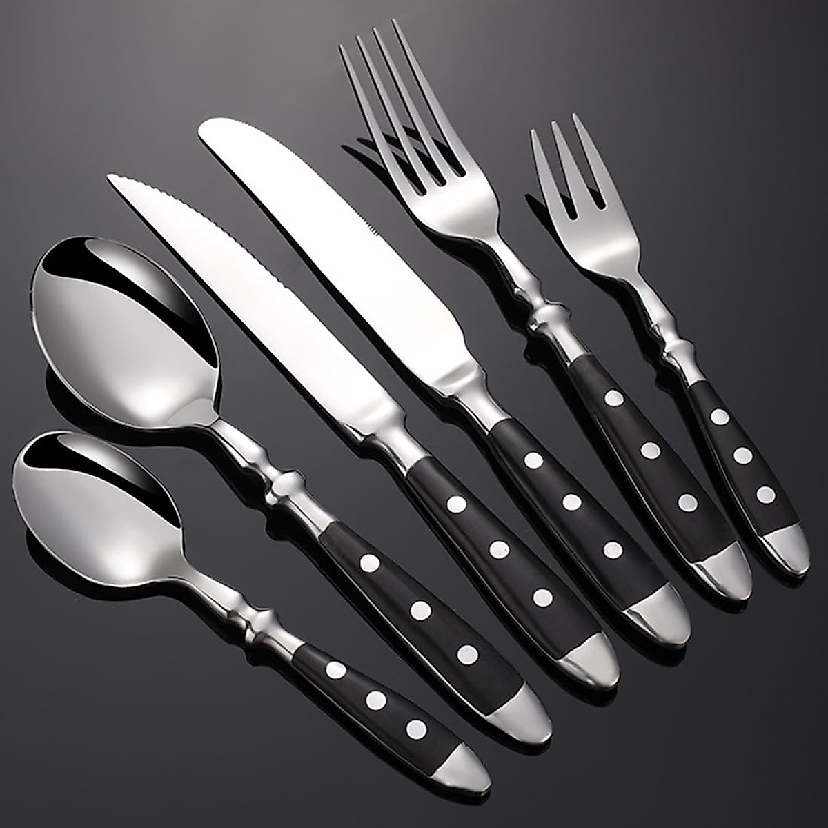 Aimilan 72 Piece Modern Flatware Set with Steak Knives, 18/10 Stainless Steel Silverware Set for 12, Cutlery Set Include Fork Knife Spoon, Mirror Polished, Dishwasher Safe (72 Pcs Service for 12)