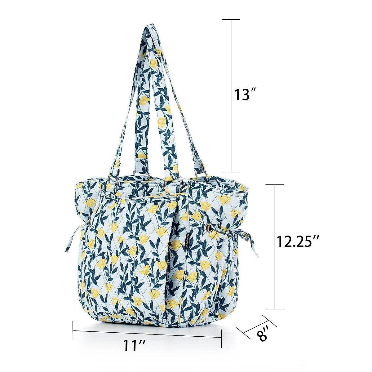 Magou Quilted Tote Bag for Women Signature Cotton Shoulder Bag Lightweight Handbag for Shopping Workout