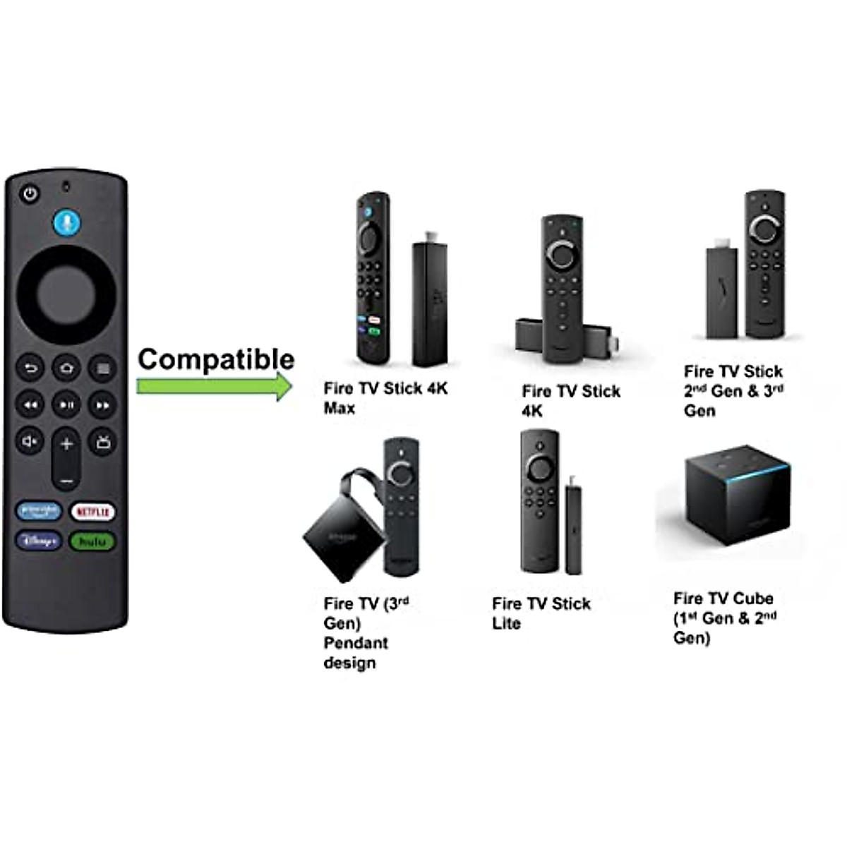 Voice Remote (3rd Gen) Replacement for Alexa Voice Remote, Compatible with Fire TV Stick 4K, Fire TV Stick (2nd & 3rd Gen), Fire TV Cube (1st and Later), Fire TV (3rd Gen), Fire TV Stick Lite