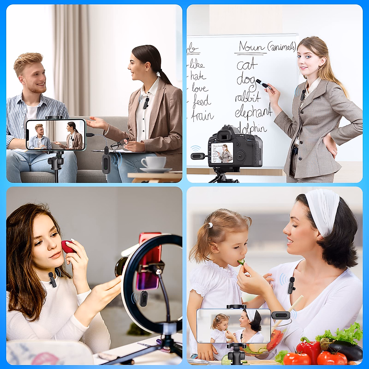 ZMOTG Wireless Lavalier Microphone, Lapel Mic for iPhone/Android/Camera/PC, Mini Clip-On Mic with 3 Cable Adapters for Video Recording, YouTube, TikTok, Vlogging, Interviews, and Live Streaming