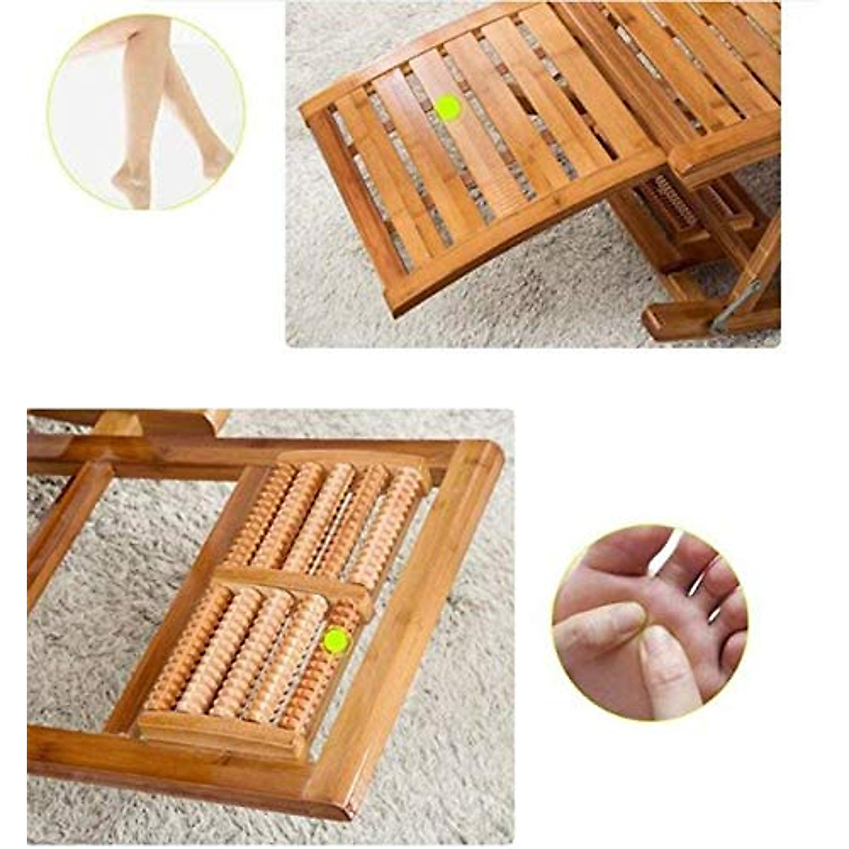 XZGDEN Lightweight Camping Chairs Garden Loungers Folding Chair Solid Wood Rocking Chair with Foot Massage and Cotton Pad, 5-Speed Adjustment, Indoor and Outdoor Use (Color : Wood Color)