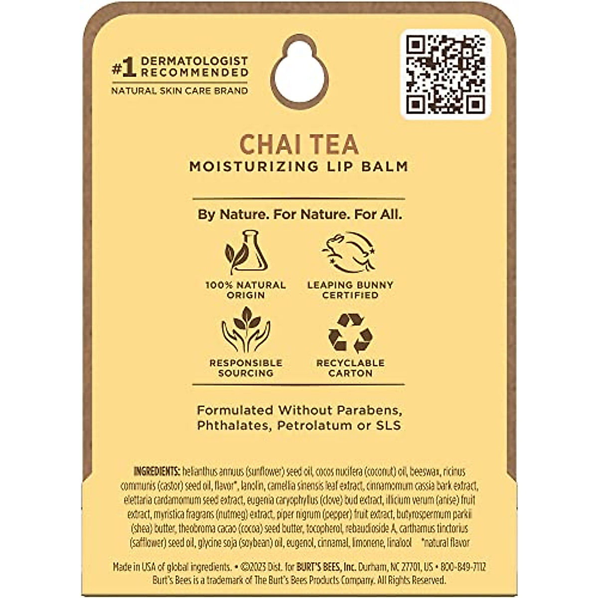 Burt's Bees Chai Tea Lip Balm Blister, 0.15 Ounce