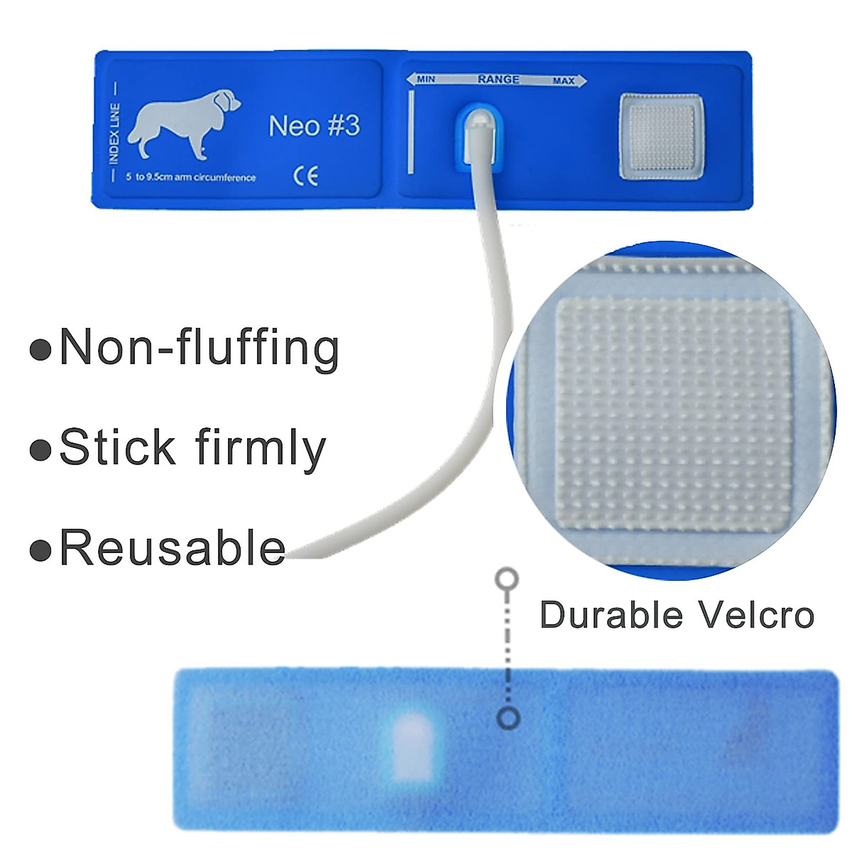 2 Pcs Veterinary Dedicated Dog Blood Pressure Cuffs Reusable Pet Sphygmomanometer Cuff Accessories - Animal Monitor Cuff Set with 2 Kinds of Interfaces (Dog)